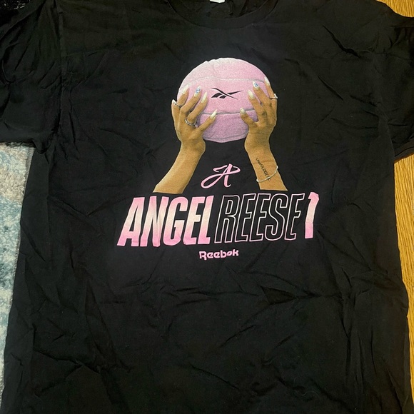 Reebok | Tops | Limited Edition Angel Reese Reebok Black Tee With Pink ...